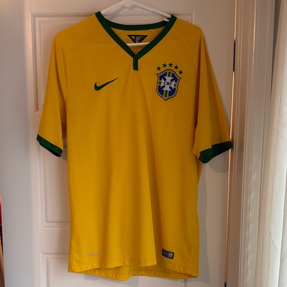 Nike | Shirts | Nike Yellow Brazil Football Shirt | Poshmark